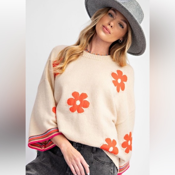 easel | Sweaters | 6 Off 25 1x 3x Floral Pattern Knitted ...